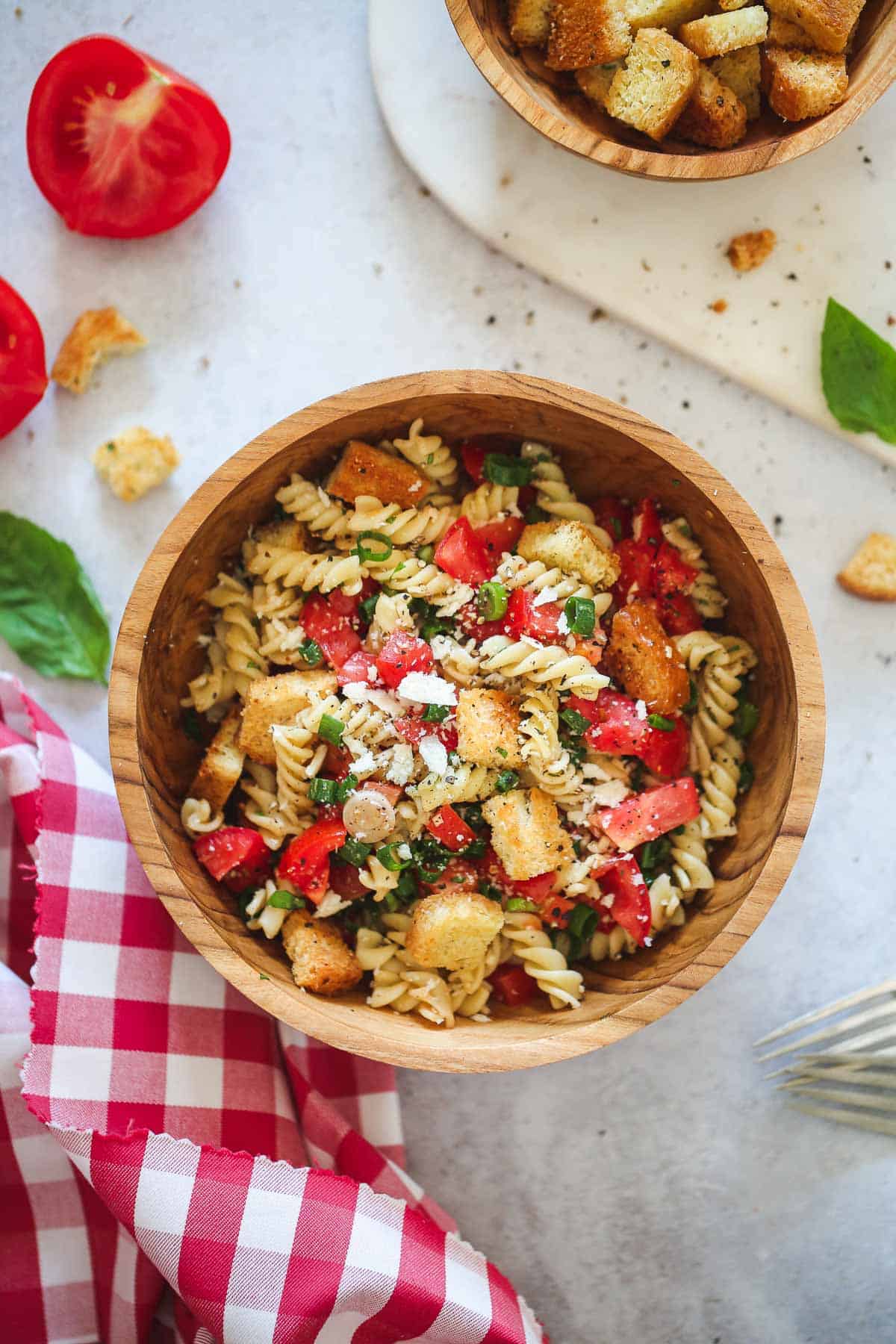 Easy Bruschetta Pasta Salad Recipe - Nourish Plate