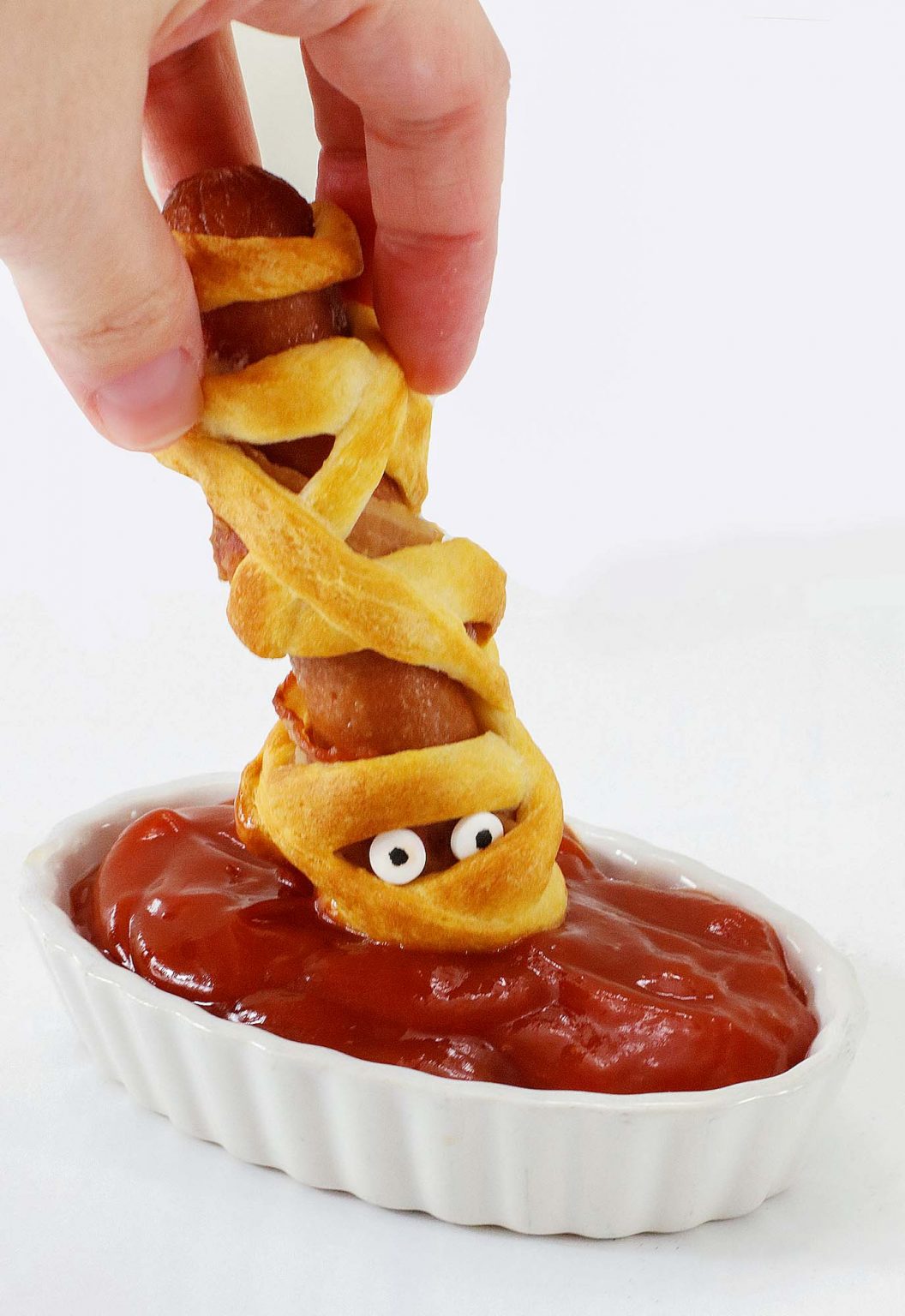 Air Fryer Mummy Hot Dogs - Nourish Plate